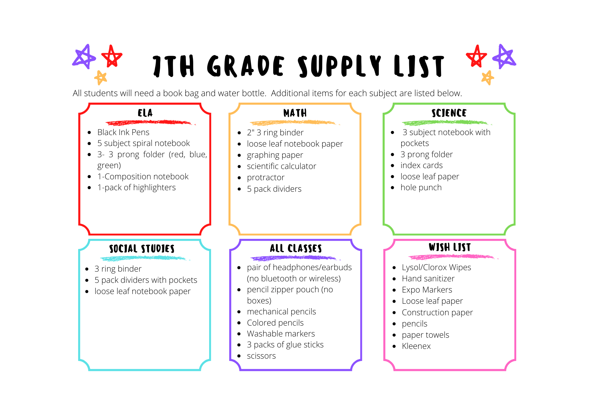 Supply Lists Virtus Academy